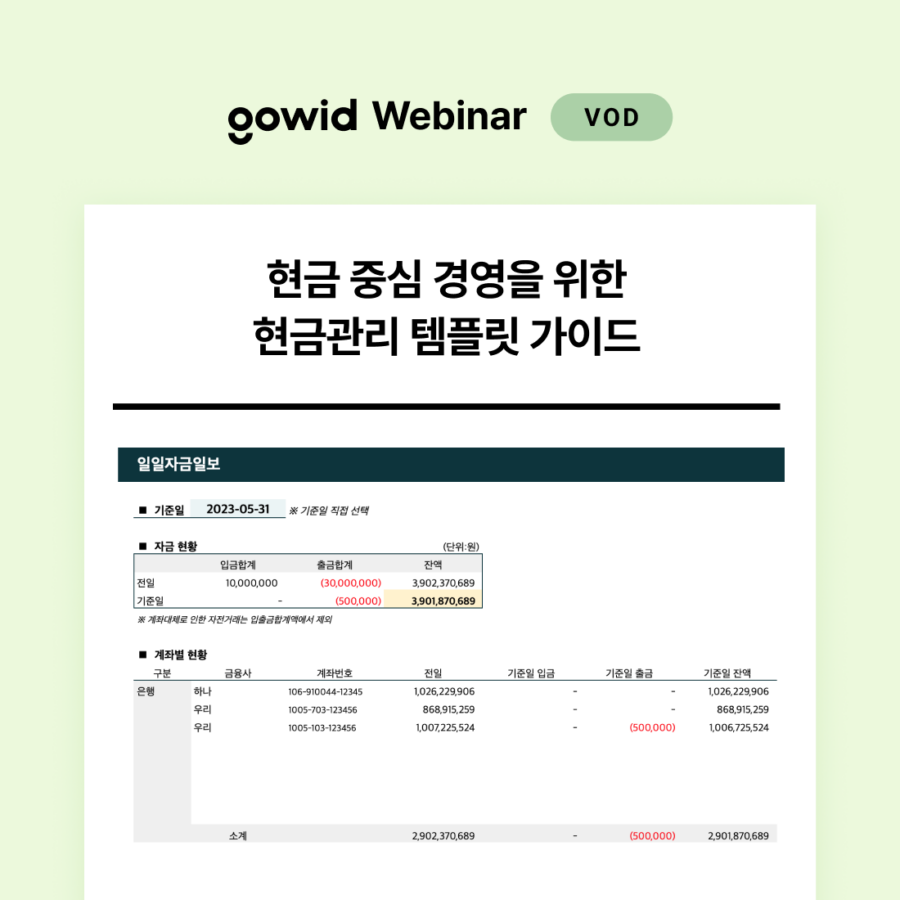 고위드 웨비나 Vod 타이트 파이낸스 현금관리편 고위드 블로그